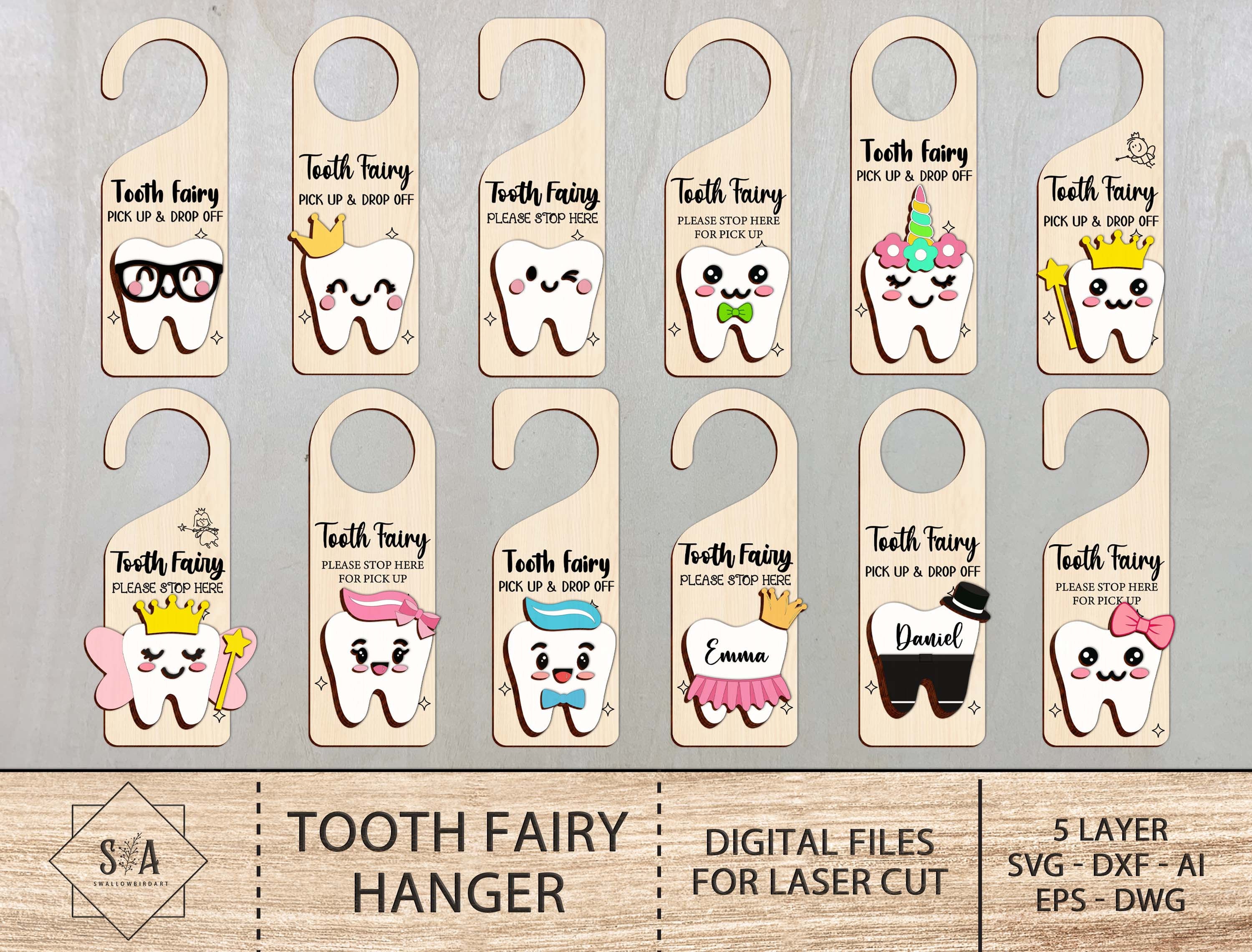 Tooth Fairy Hanger Laser File, Tooth Fairy Bundle Door Hanger With ...