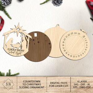 Nativity Countdown to Christmas Sliding Ornament Svg, Christmas ...