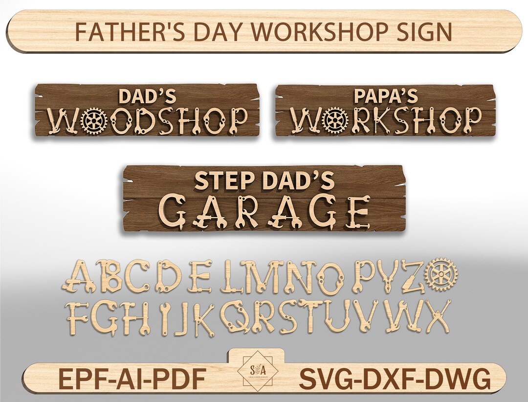 Father's Day Workshop Sign, Gift for Dad, Custom Garage Sign, Step Dad Gift, Father‘s Day Svg ...