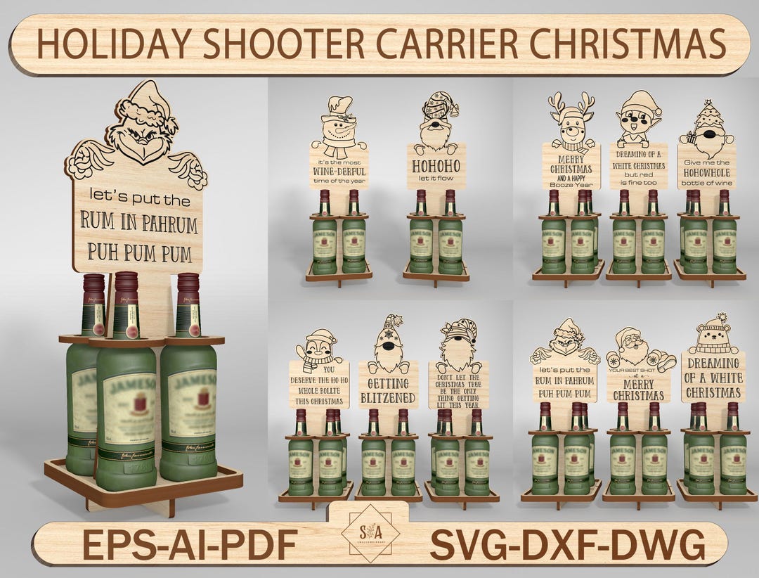 Holiday Shooter Carrier Christmas Laser Cut File Svg, Funny Alcohol ...