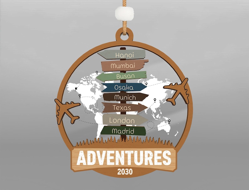 Personalized Travel Adventure Ornament Svg, Customize Traveling ...