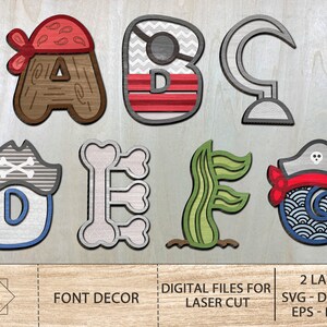 Pirate Alphabet Font Bundle Svg, Sweet Pirates Alphabet SVG , Alphabet ...