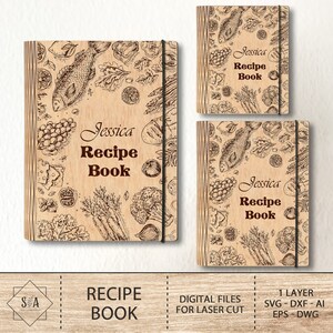 Personalized Recipe Book Binder Svg, Wooden Cookbook Recipes Laser Cut ...
