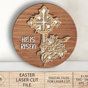 He is Risen Laser Svg,happy Easter Laser Cutfile Svg, Crown of Thorns ...