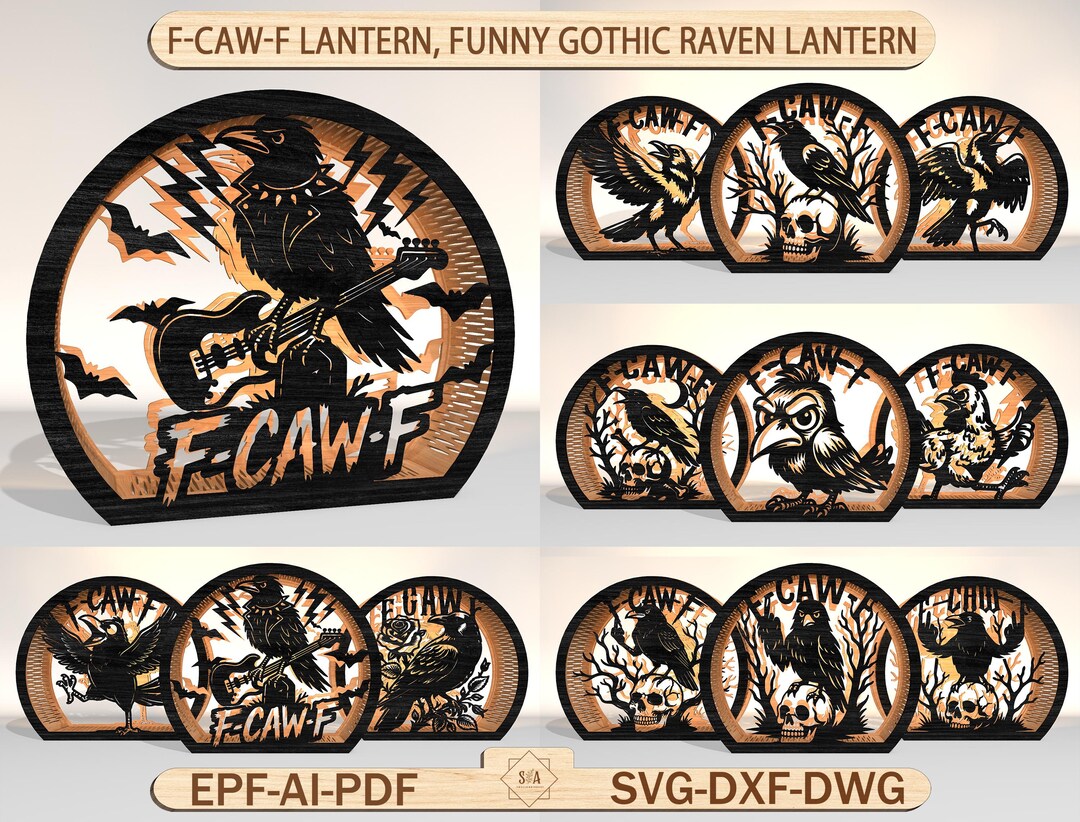 F-caw-f Lantern, Funny Gothic Raven Lantern, Funny Raven Design, Bird ...