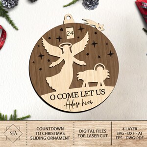 Nativity Countdown to Christmas Sliding Ornament Svg, Christmas ...