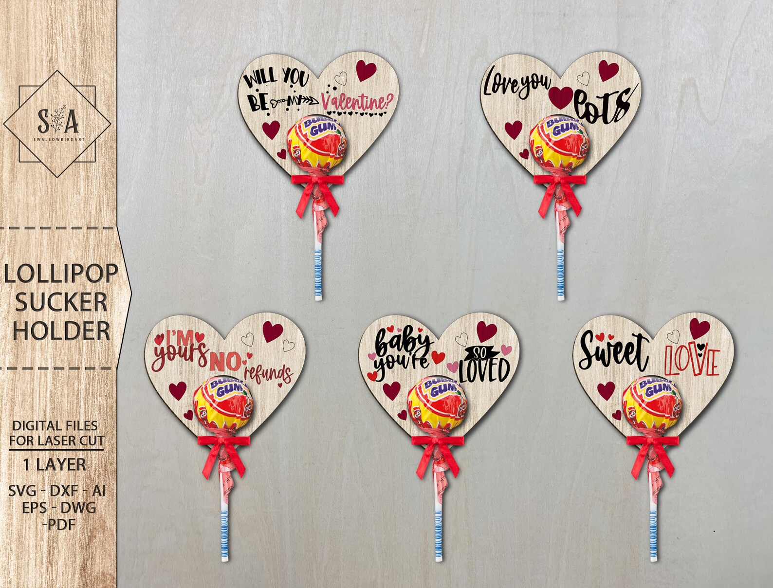 Bundle 20 Lollipop Sucker Holder Svg Laser Cut Filevalentines - Etsy