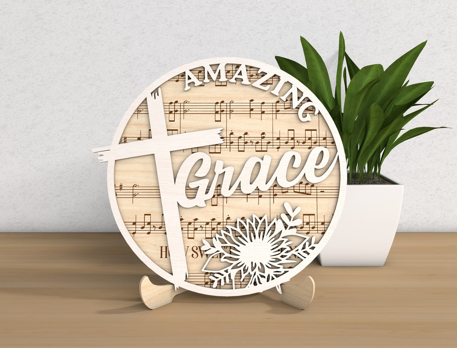 Amazing Grace Stand Decor Laser Cut File SVG, Religious Tiered Decor ...
