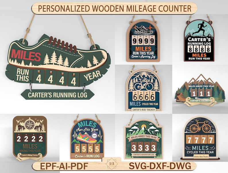 Personalized Wooden Mileage Counter, Hiking Tracker, Wooden Mile ...