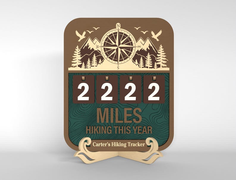 Personalized Wooden Mileage Counter, Hiking Tracker, Wooden Mile ...