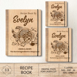 Personalized Recipe Book Binder Svg, Wooden Cookbook Recipes Laser Cut ...