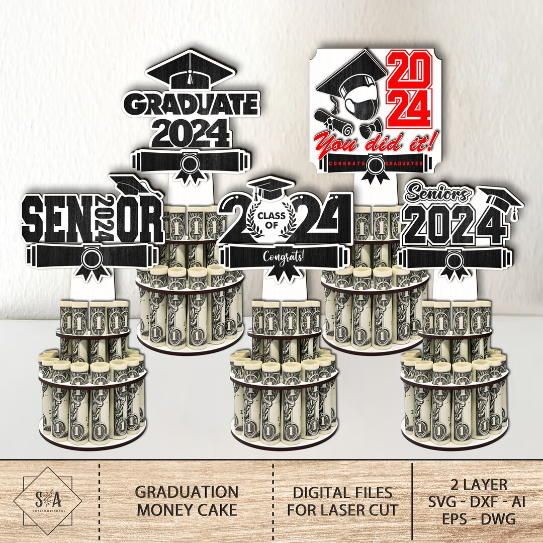 Graduation Money Holder Bundle, Graduation Money Cake Glowforge Laser ...