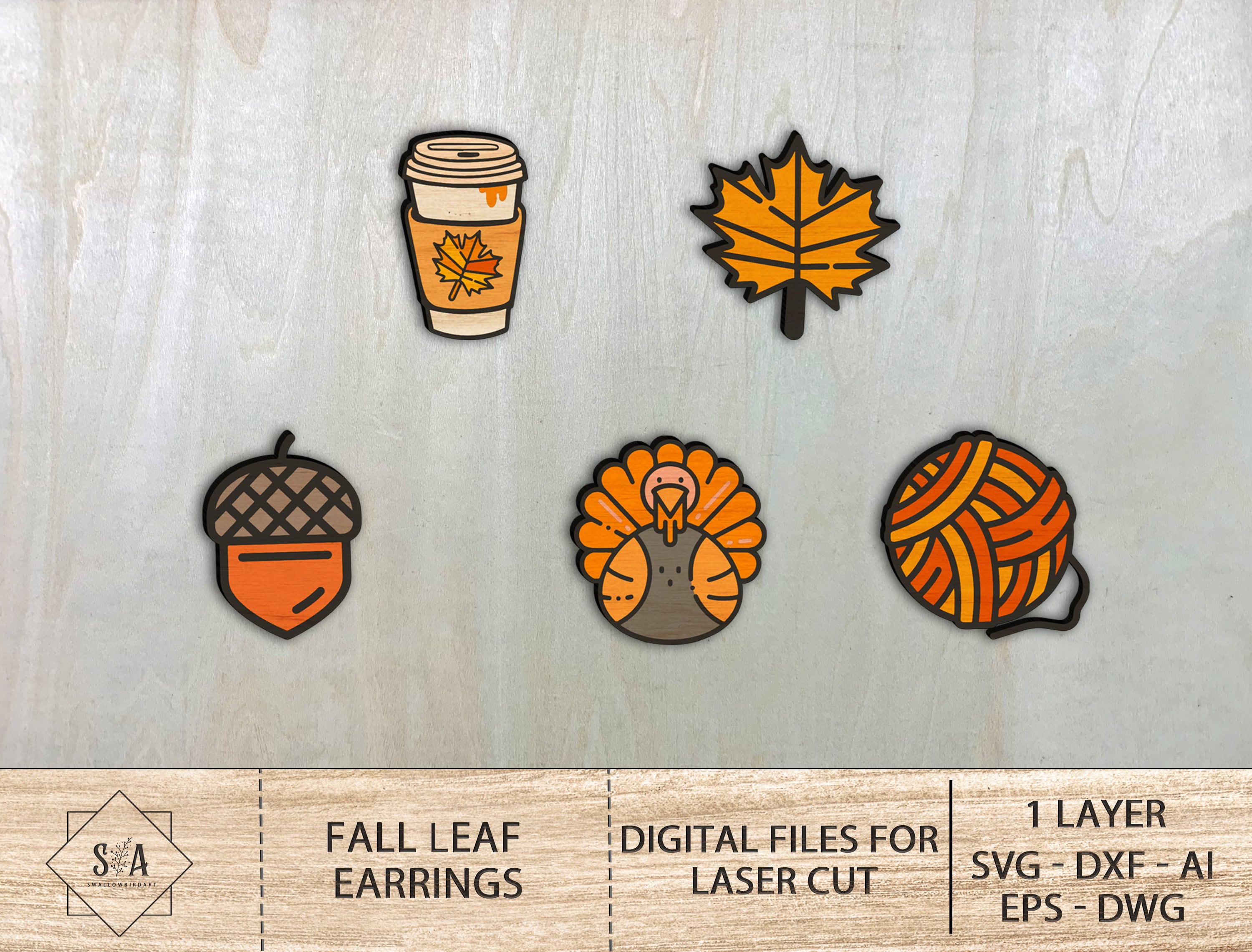 Fall Stud Earring Bundle SVG , Fall Leaf Earrings , Laser Earrings ...