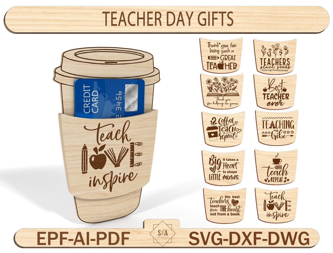 Teacher Gift Card Holder Svg, Coffee Gift Card Holder Gift ,back to ...