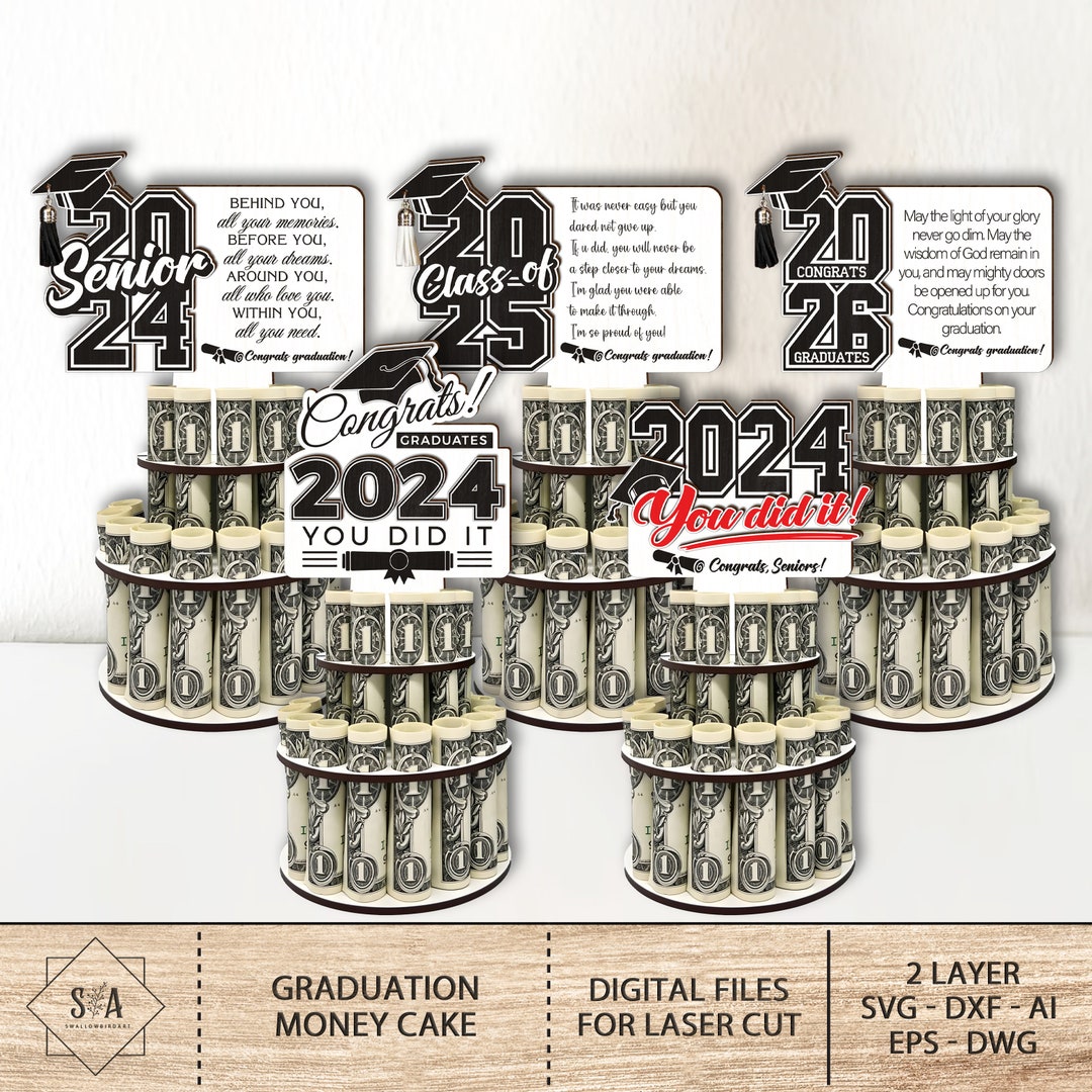 Bundle Graduation 2024 Money Cake Svg , School Graduation Money Holder ...