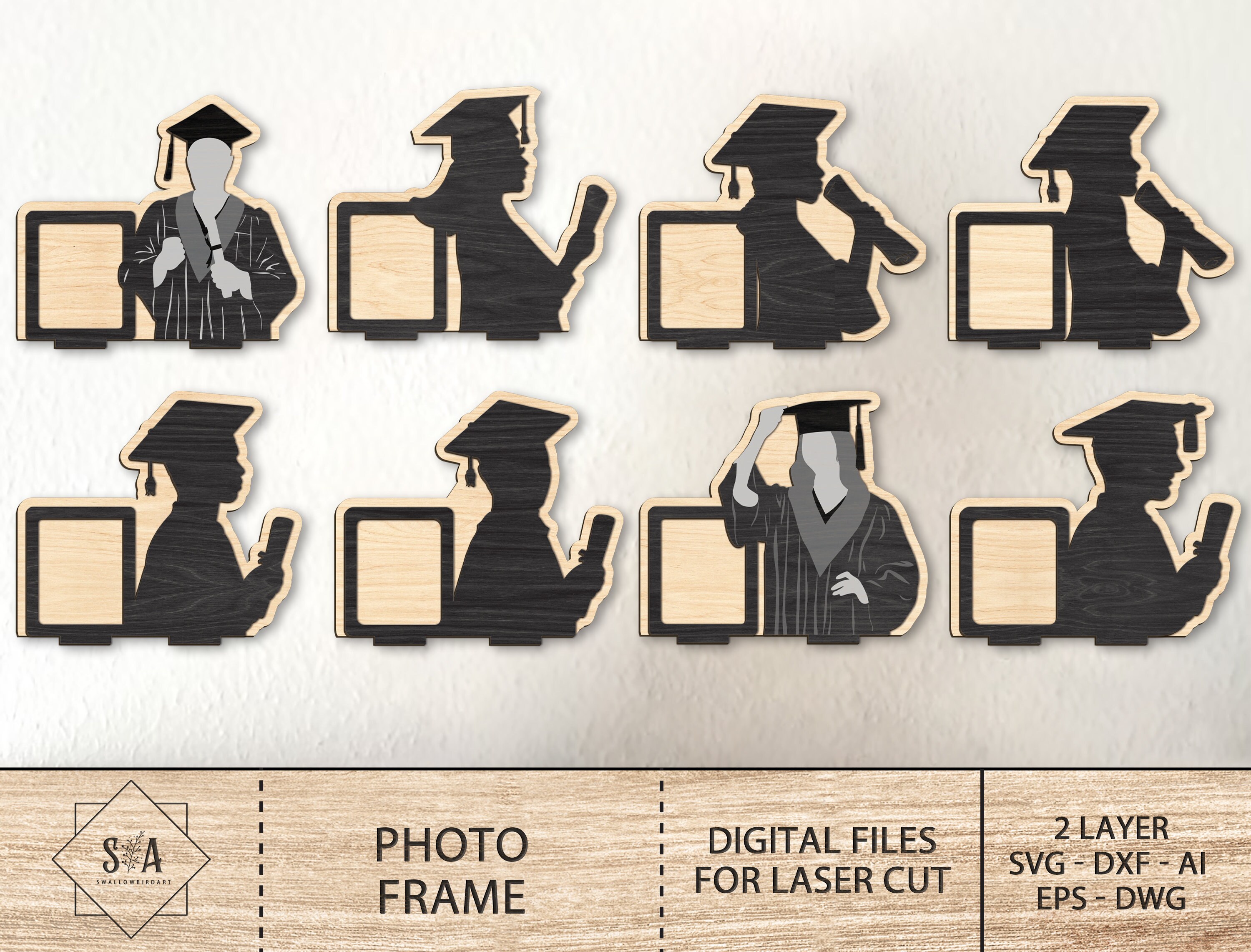 Graduation Photo Frame Bundle Svg, Graduation Photo Frame Glowforge ...