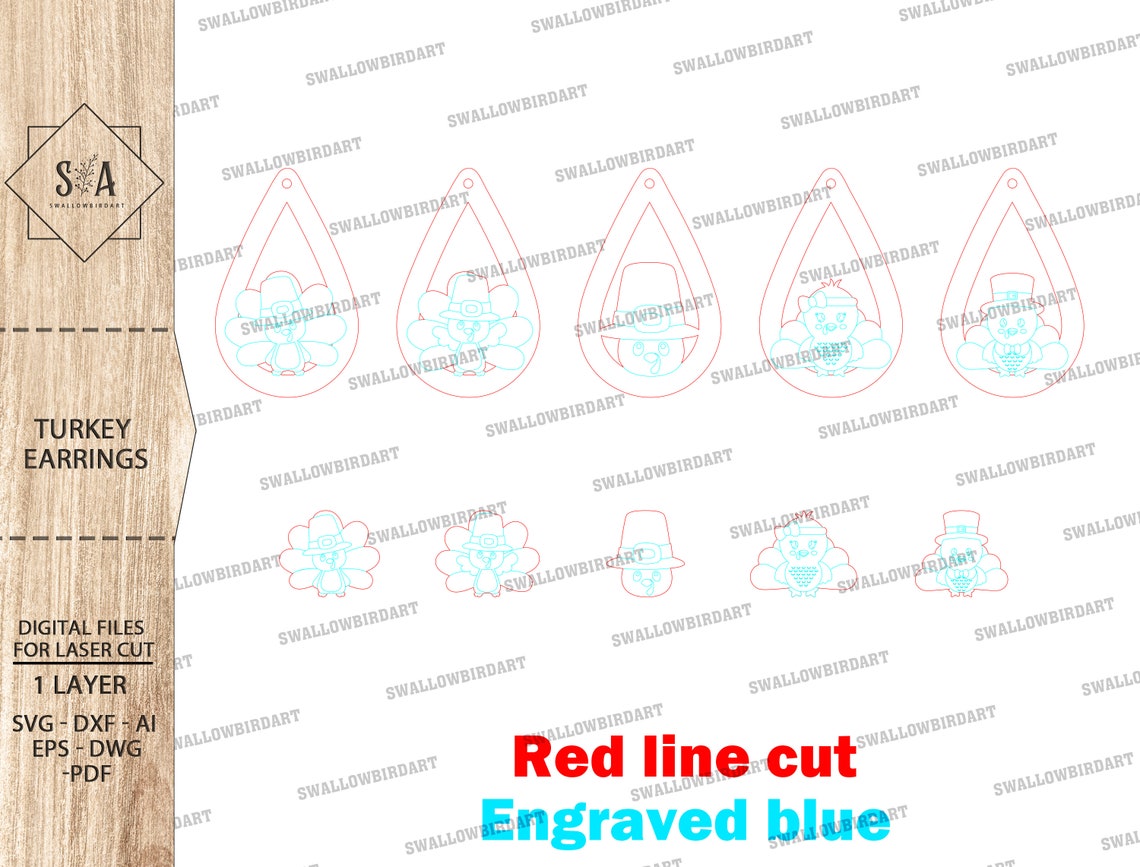 Turkey Earrings Bundle SVG , Thanksgiving Earrings , Laser Earrings ...