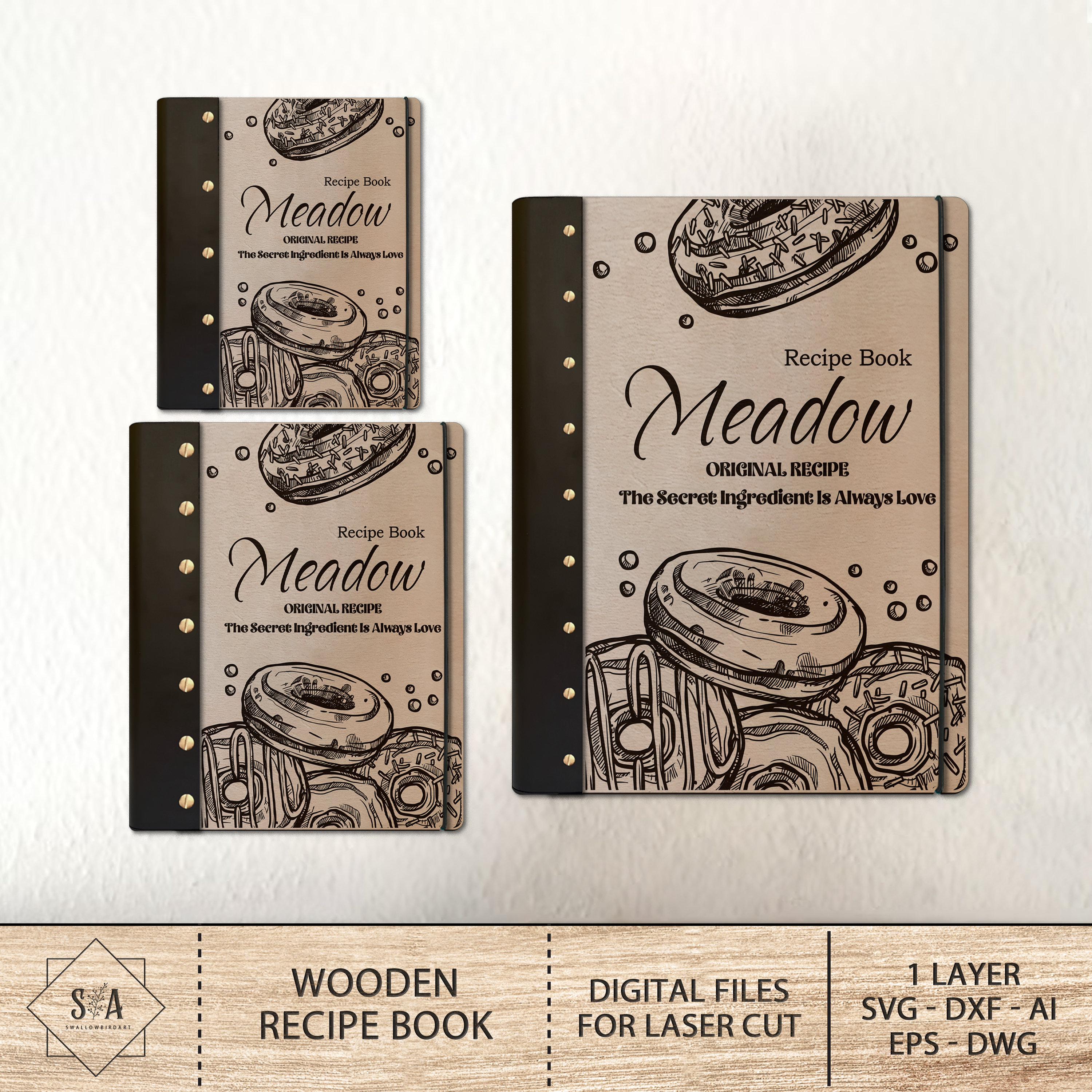 Personalized Recipe Book Binder Svg, Wooden Cookbook Recipes Laser Cut ...