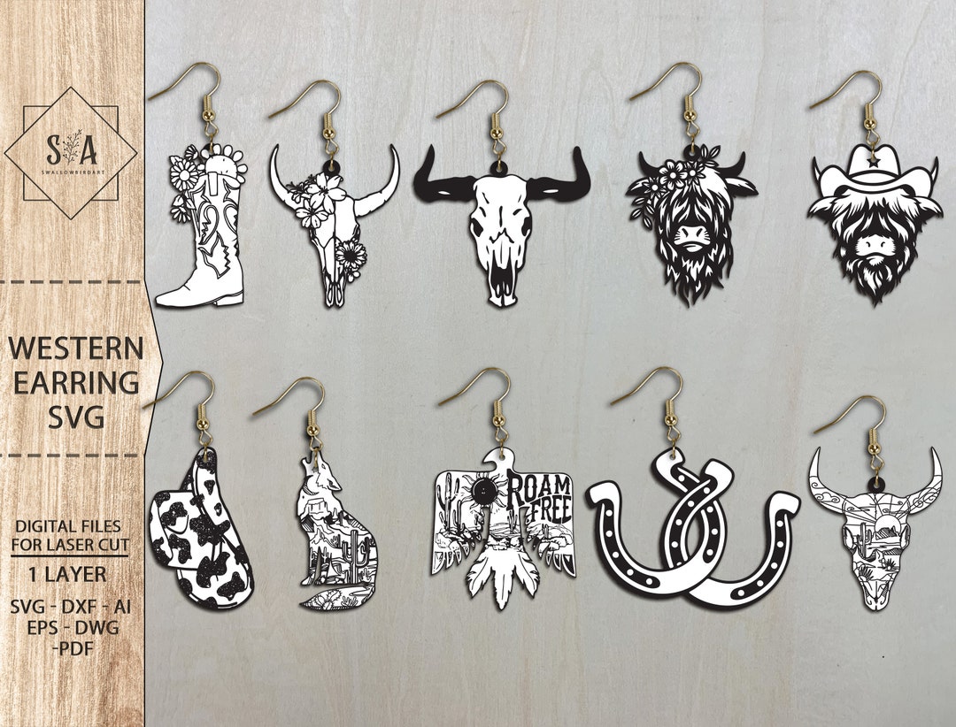 Western Earring SVG , Desert Earring Svg, Glowforge Files Svg, Laser ...