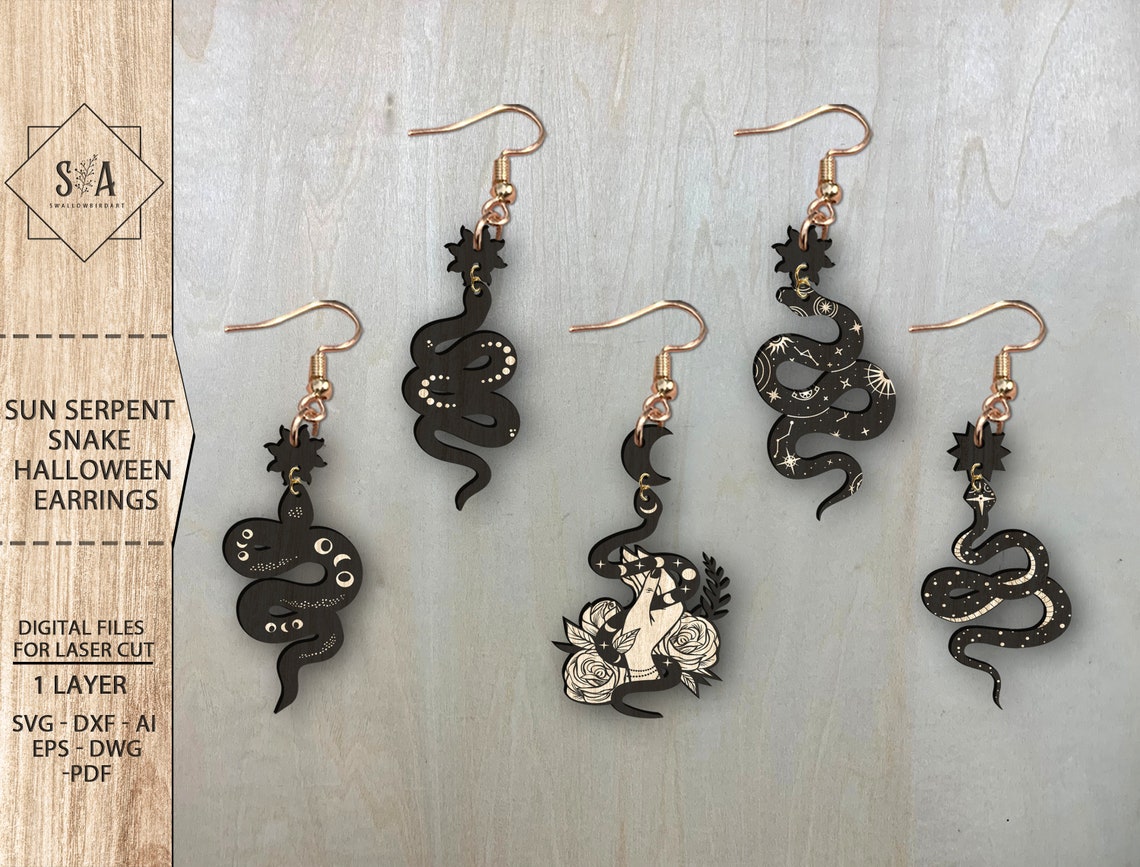 Snake Earrings Bundle SVG Halloween Earrings SVG Witch Snake - Etsy
