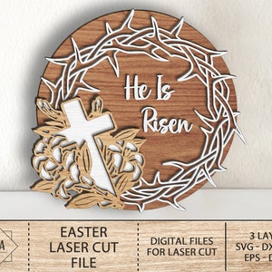 He is Risen Laser Svg,happy Easter Laser Cutfile Svg, Crown of Thorns ...