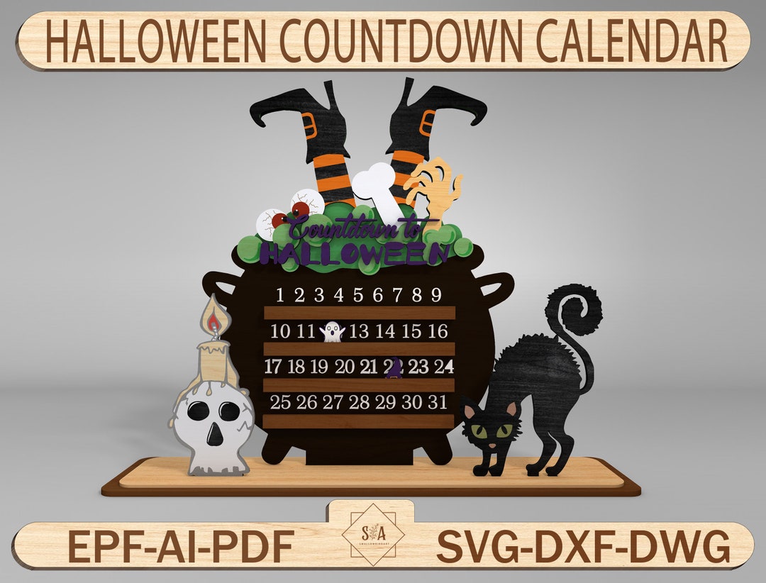 Halloween Countdown Calendar Cauldron Ghost SVG ,countdown to Halloween ...