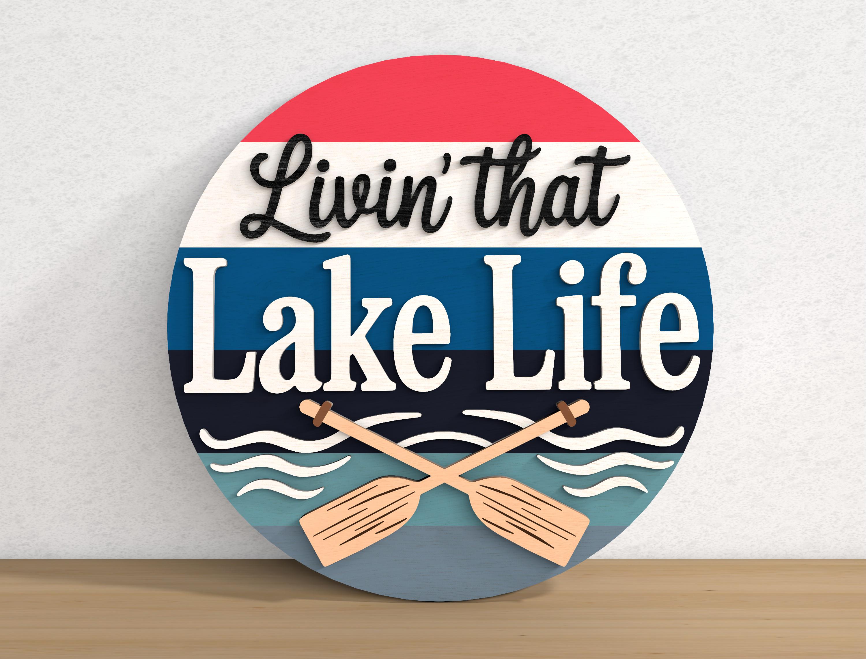 Lake Life Round Door Hanger- Lake House Sign, Summer Door Hanger, Lake ...