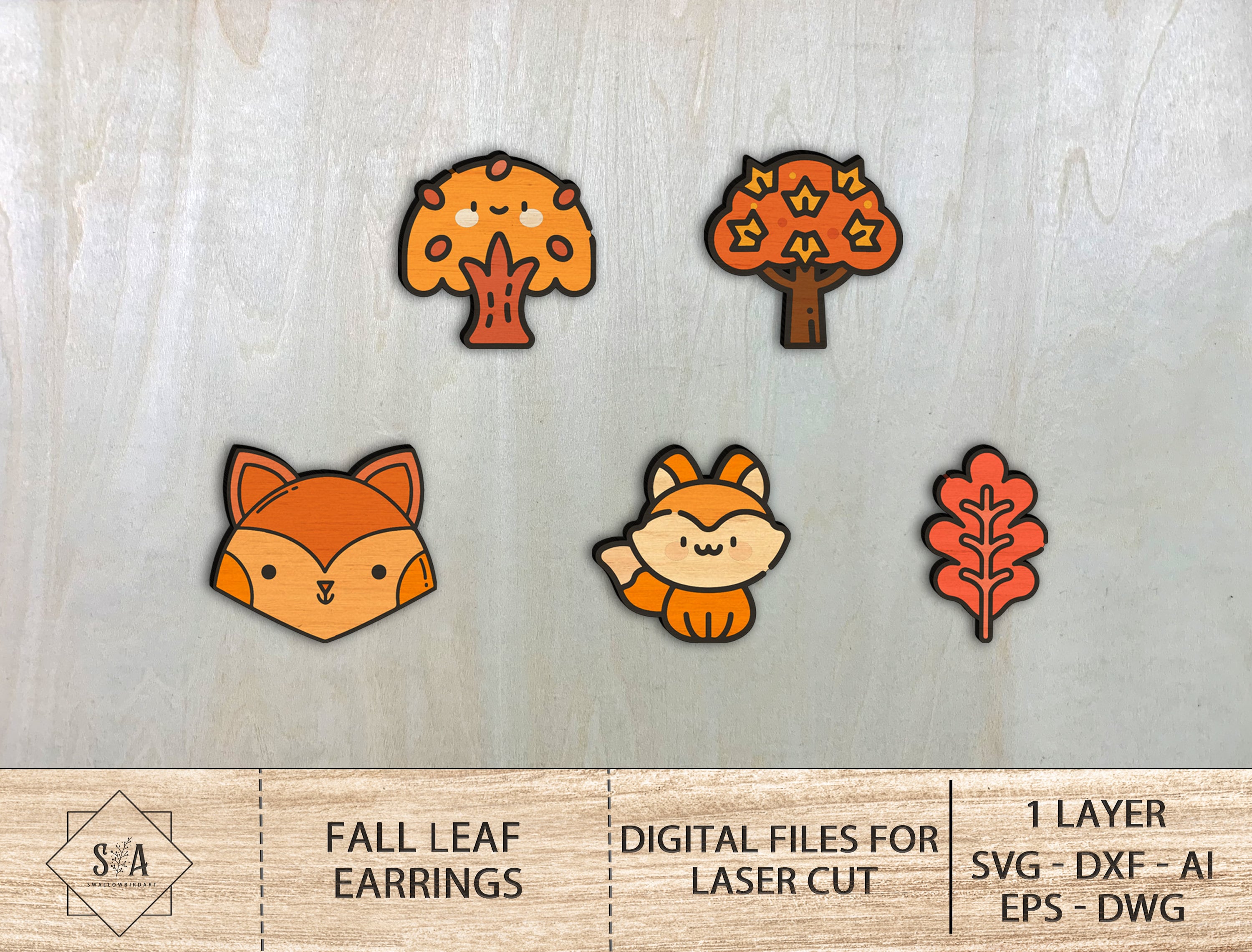 Fall Stud Earring Bundle SVG , Fall Leaf Earrings , Laser Earrings ...