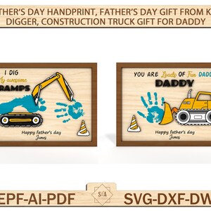 Construction Father‘s Day Handprint Sign, Gift From Kids, Construction ...