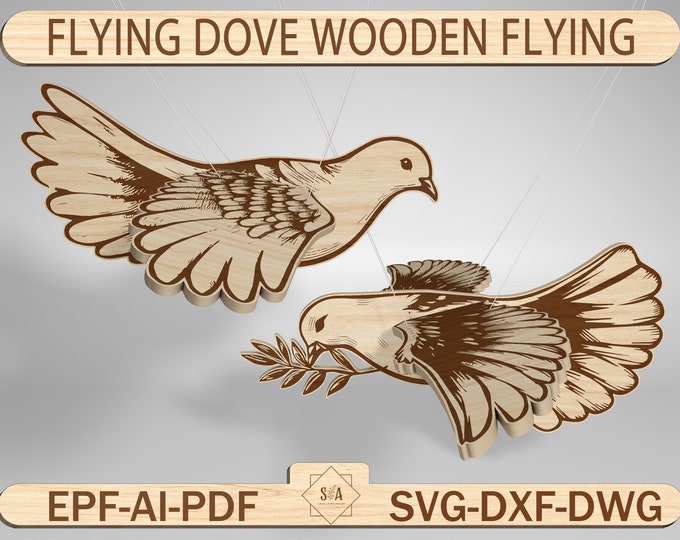 Dove Wooden Flying Laser Cut File Svg, Dove 3D Birds Svg ,wooden Flying ...