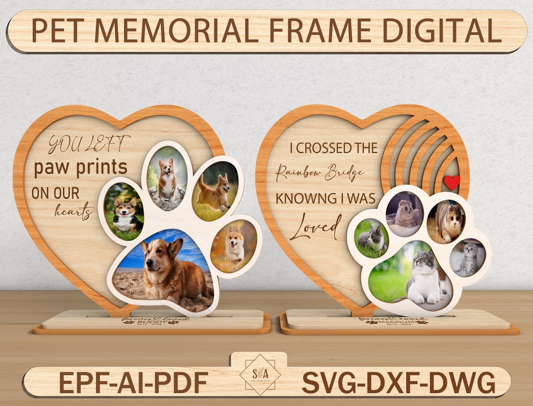 Pet Memorial Frame Digital Laser Cut File,cats and Dogs Photo Frame Svg ...
