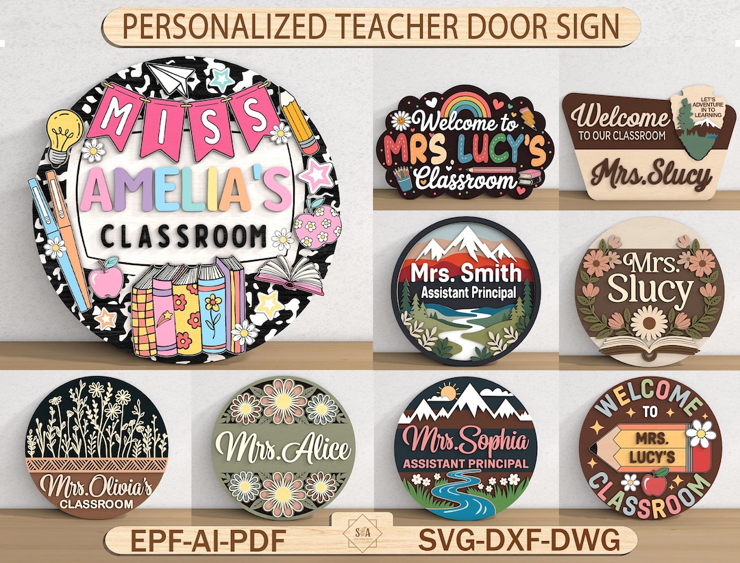 Personalized Teacher Door Sign, Teacher Gifts, Custom Teacher Door ...