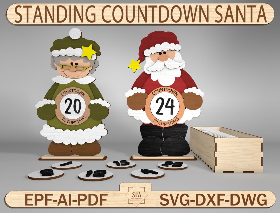 Christmas Santa Countdown Standing Cut File ,christmas Calendar Svg ...