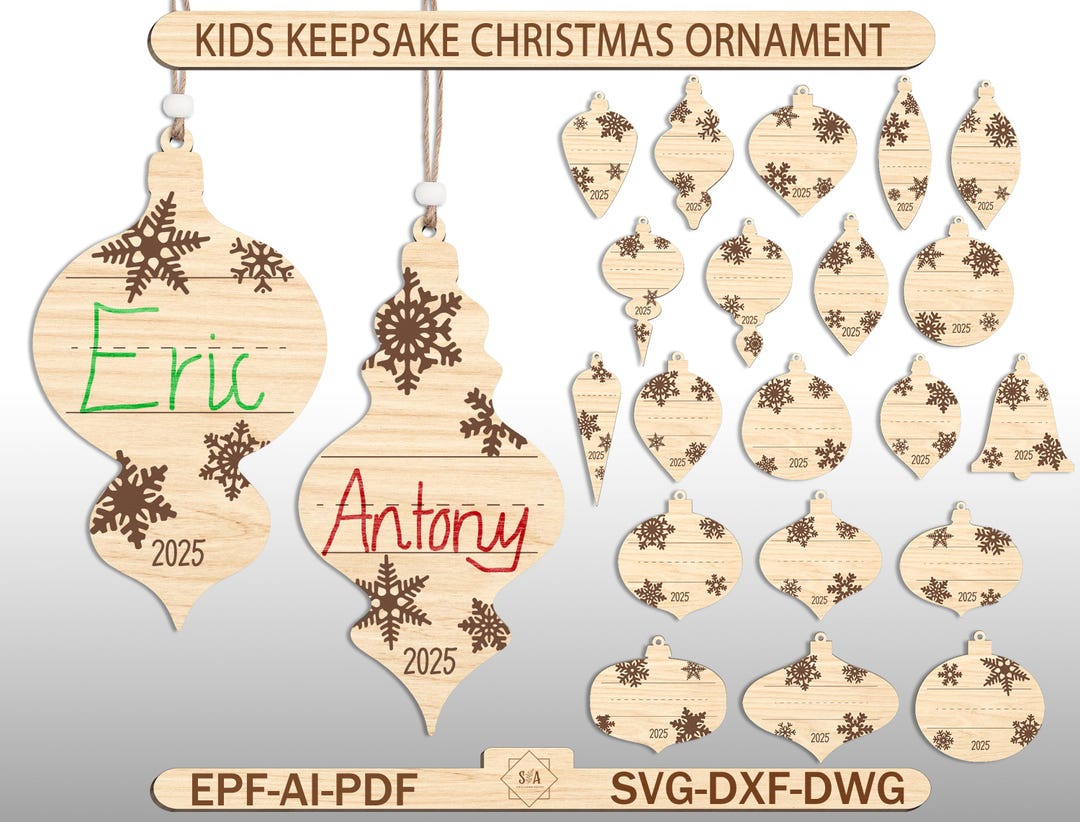 Kids Keepsake Christmas Ornament Svg, Handwriting Gift, Kindergarten ...