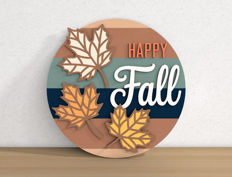 Fall Round Sign SVG Bundle , Thanksgiving Door Hanger, Autumn Laser Cut ...