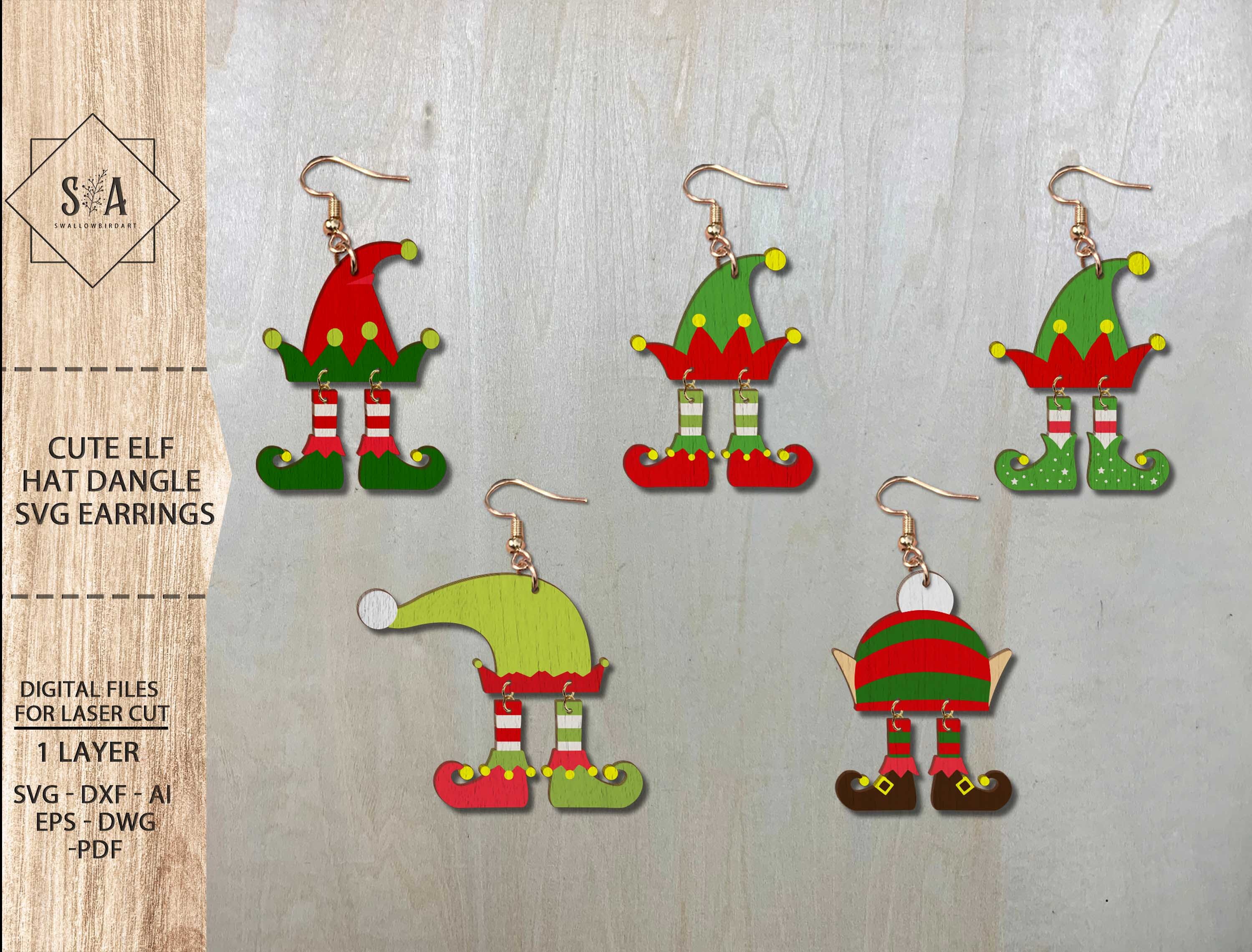 Elf Hat Earrings Bundle SVG Christmas Dangle Earrings - Etsy