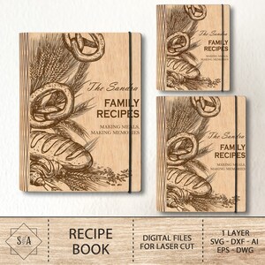 Personalized Recipe Book Binder Svg, Wooden Cookbook Recipes Laser Cut ...