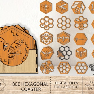 Bundle 24 File Bee Hexagonal Coaster Digital Svg, Coaster Svg Files ...
