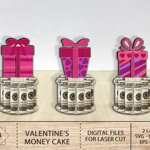 Valentine’s Money Cake SVG Bundle,valentine‘s Day Gifts Glowforge Laser ...