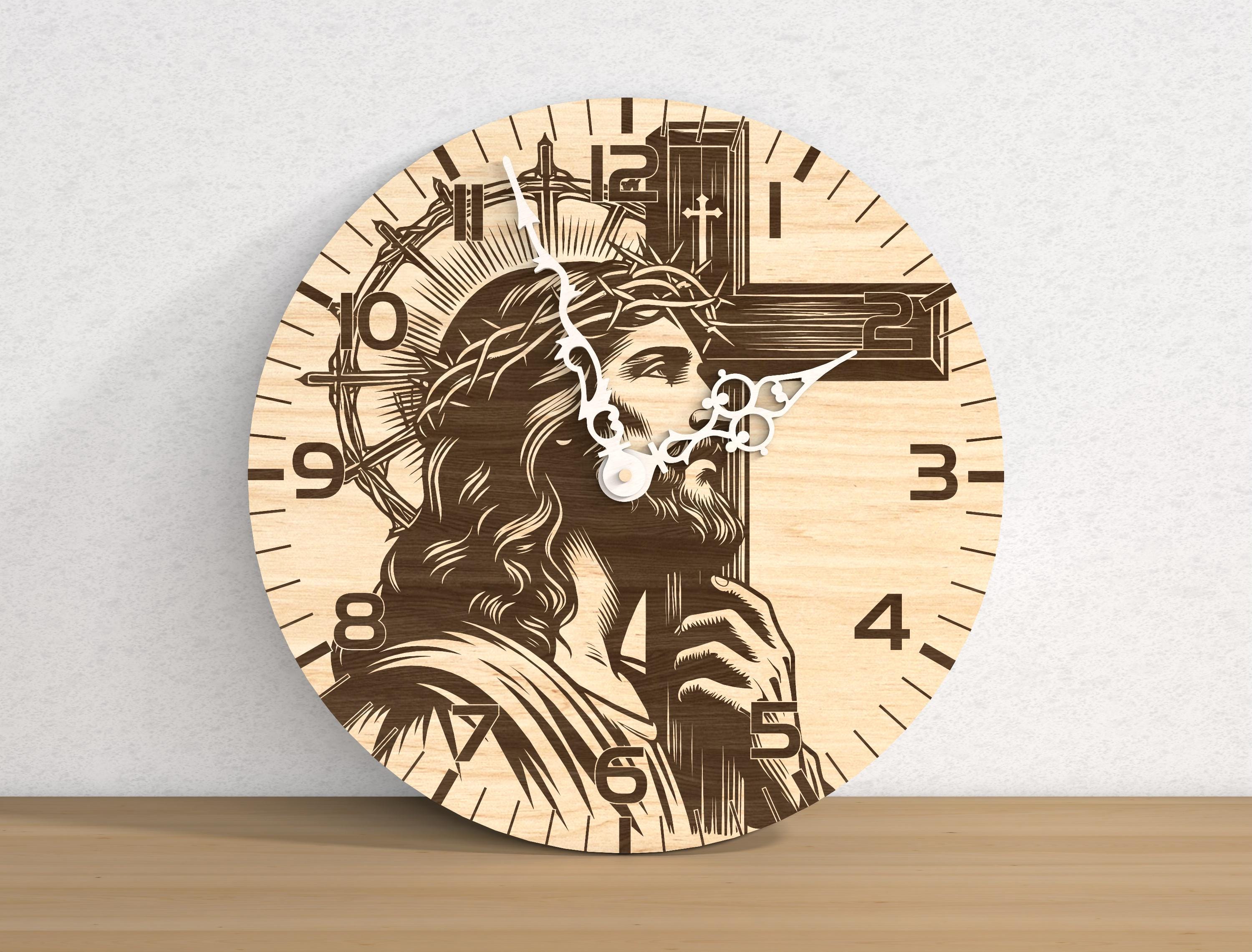 Religious Clock SVG Bundle, 3D Illusion Engraving, Jesus Wall Clock ...