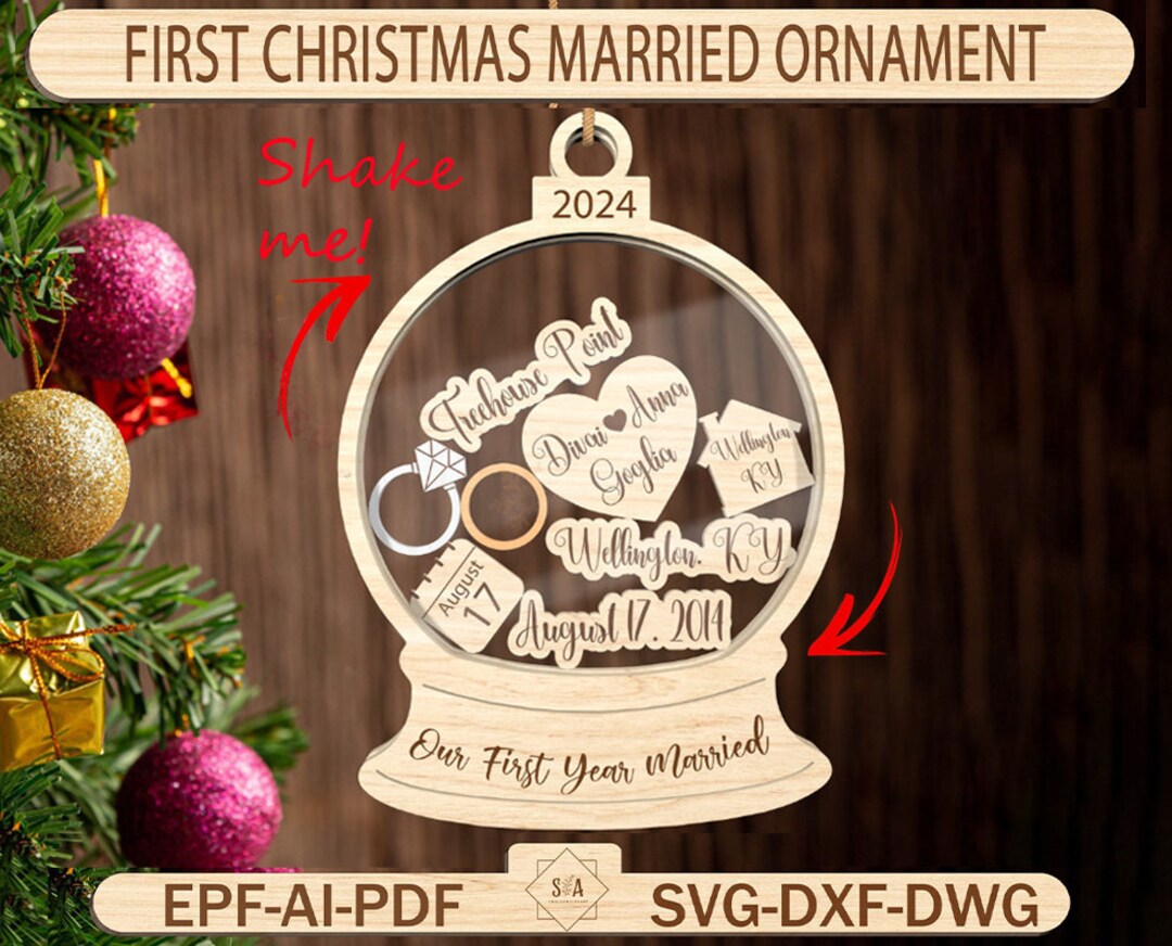 Personalized First Christmas Married Ornament SVG, First Christmas ...