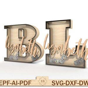 Personalised Alphabet Kids Piggy Bank Svg, 3D Letter Piggy Bank Svg, A ...