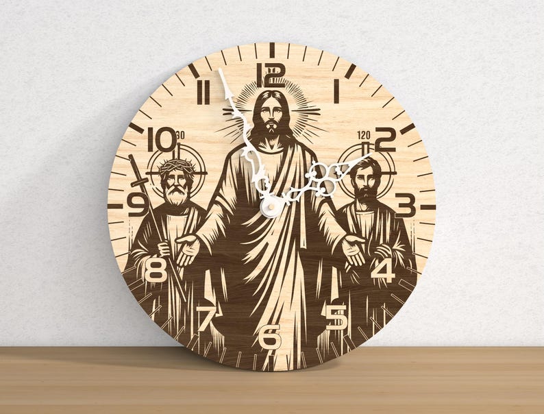 Religious Clock SVG Bundle, 3D Illusion Engraving, Jesus Wall Clock ...