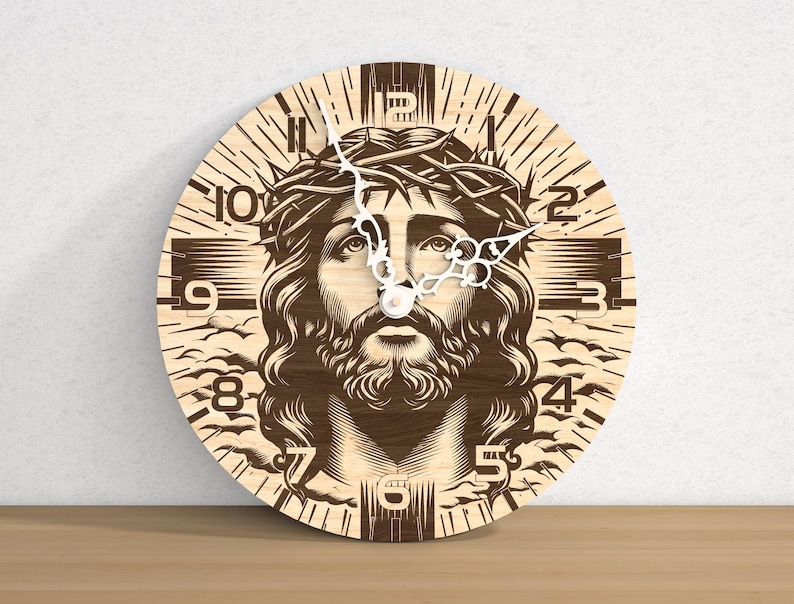 Religious Clock SVG Bundle, 3D Illusion Engraving, Jesus Wall Clock ...