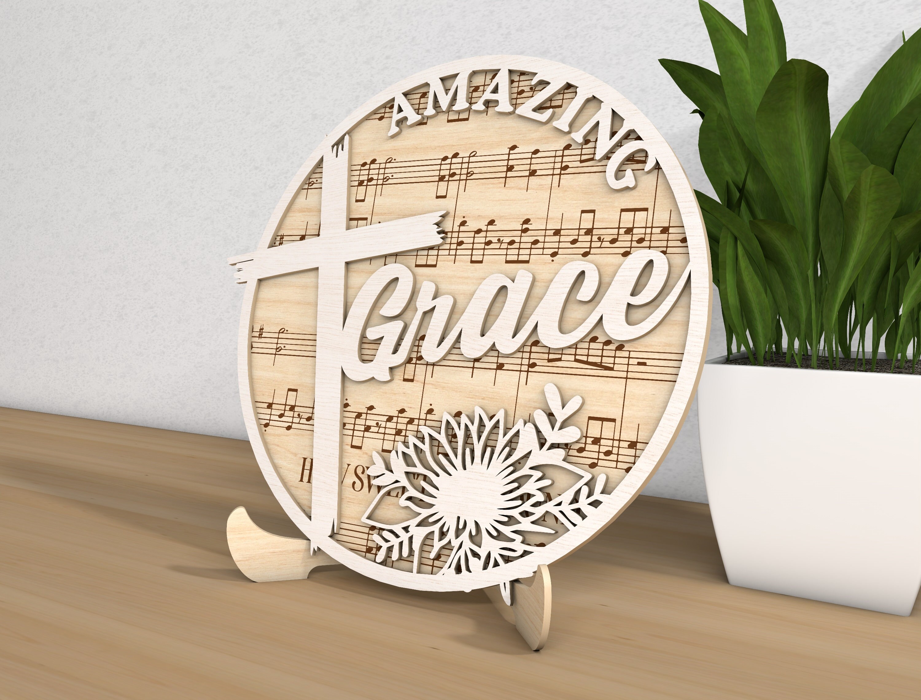 Amazing Grace Stand Decor Laser Cut File SVG, Religious Tiered Decor ...