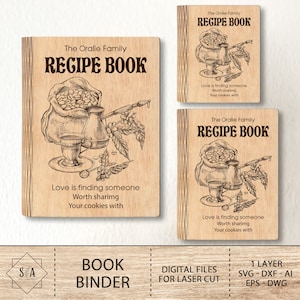 Personalized Recipe Book Binder Svg, Wooden Cookbook Recipes Laser Cut ...