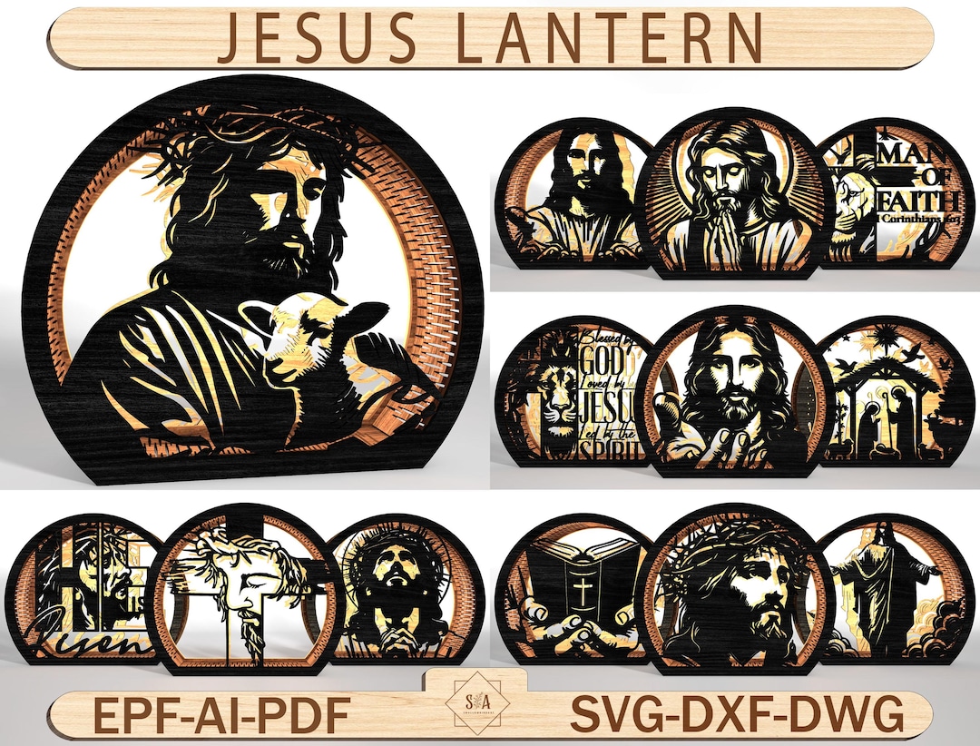 Jesus Lantern SVG, Christian Layered Light Box Svg, Religious Shadow ...