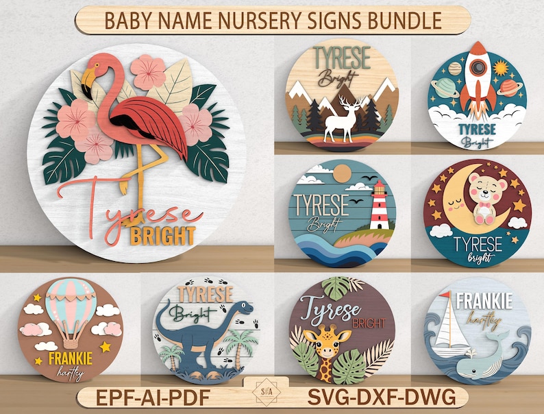 Baby Name Sign Svg Bundle, Nursery Wall Decor Svg , Personalized Kids ...