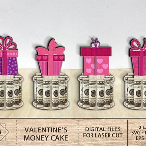 Valentine’s Money Cake SVG Bundle,valentine‘s Day Gifts Glowforge Laser ...