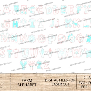 Farm Alphabet Bundle SVG , Alphabet Laser Cut Files , Letters Farm Baby ...